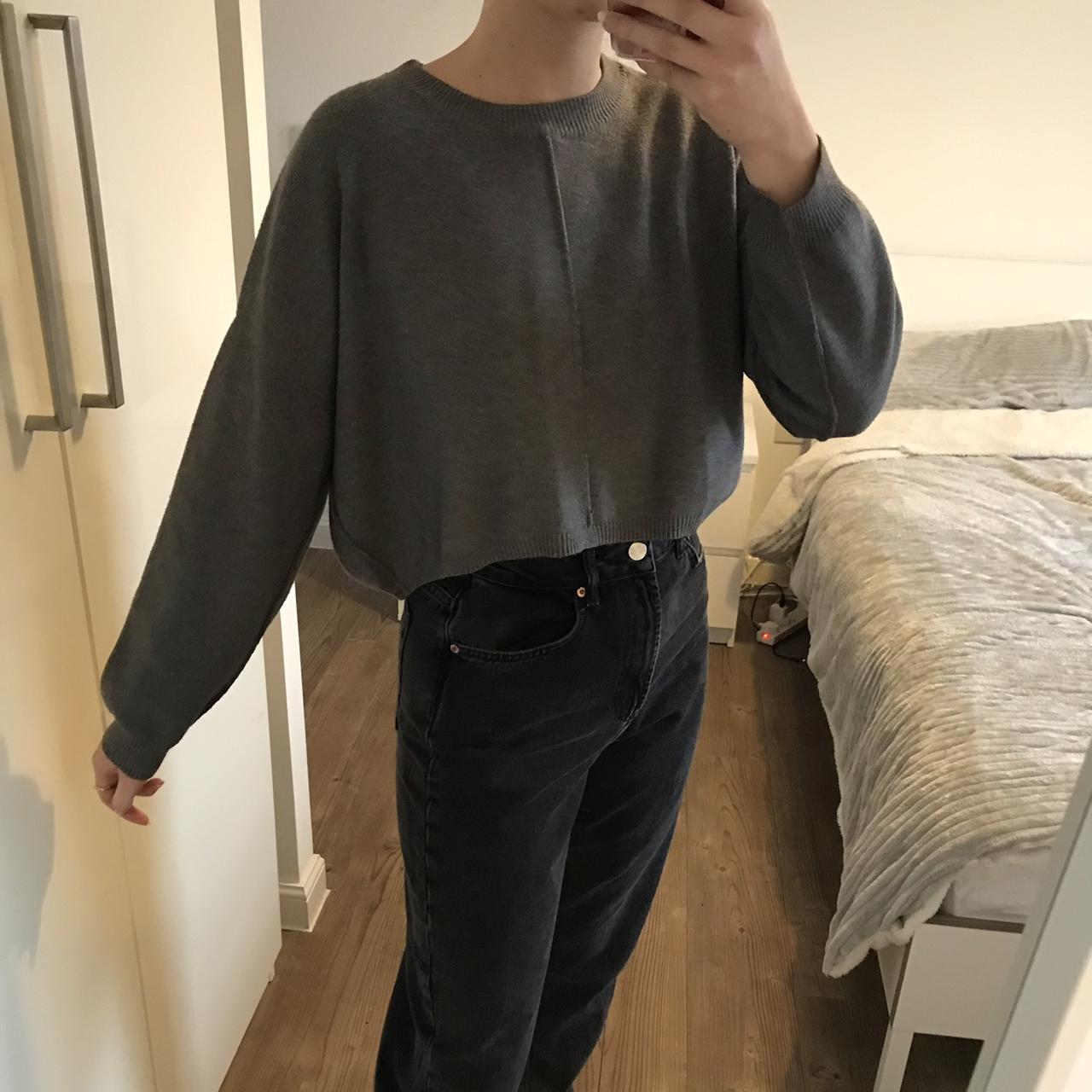 ASOS grey crop jumper! Size UK 8 Worn a few times,... - Depop