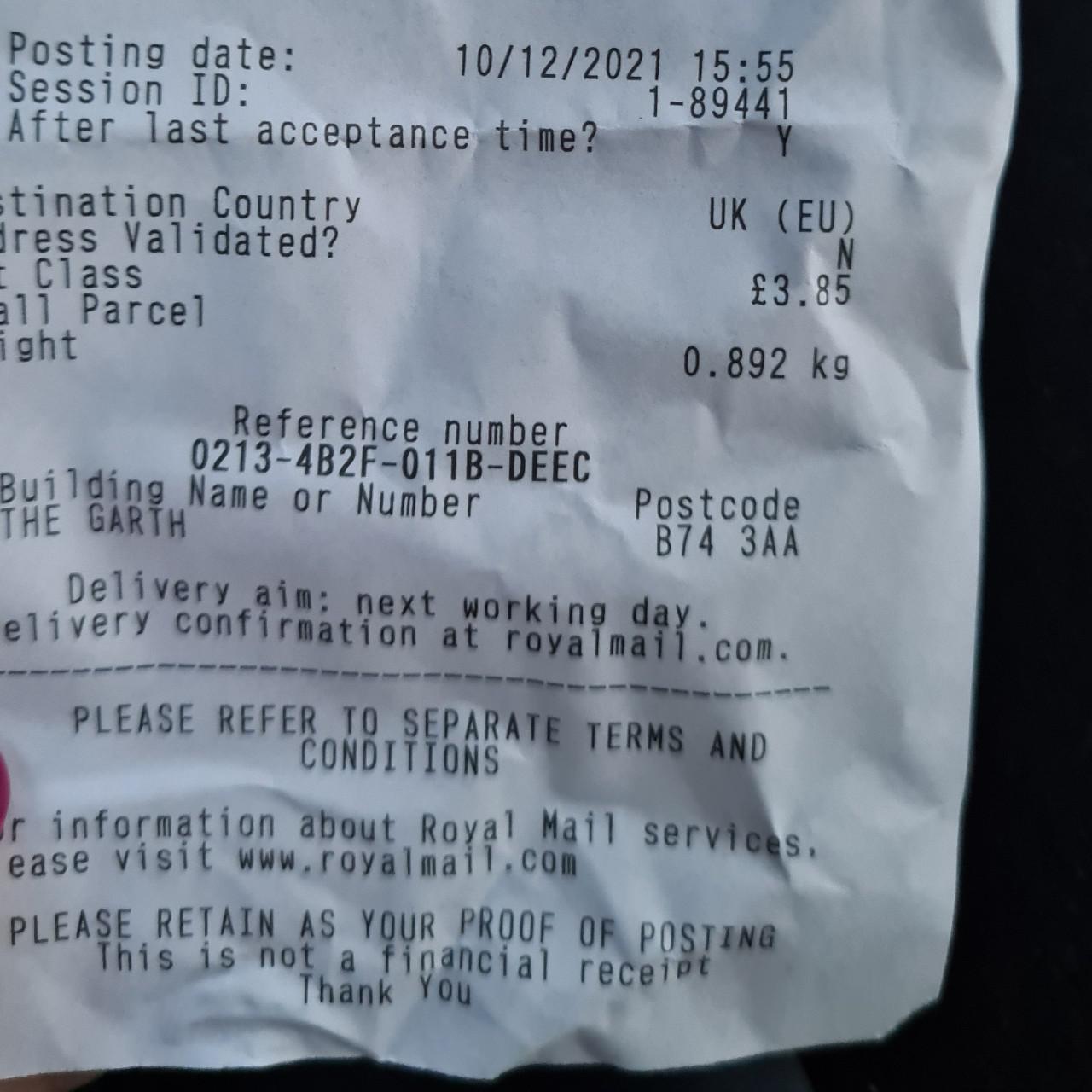 Proof of postage. - Depop