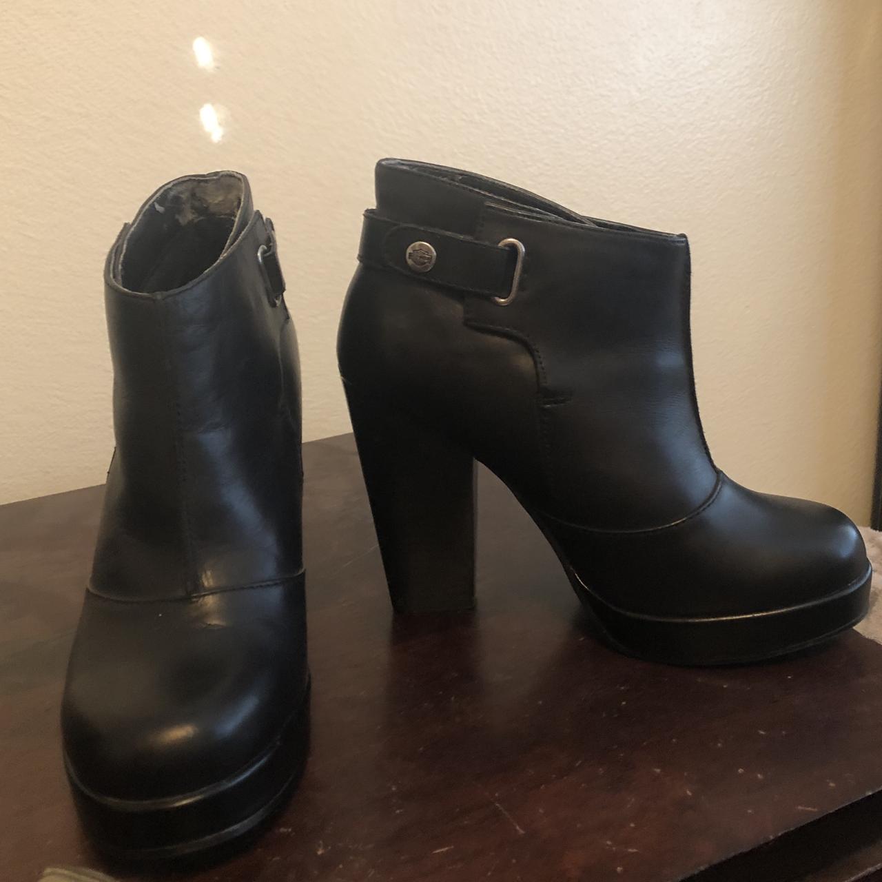 Women’s vintage Harley Davidson biker heels. Snap... - Depop
