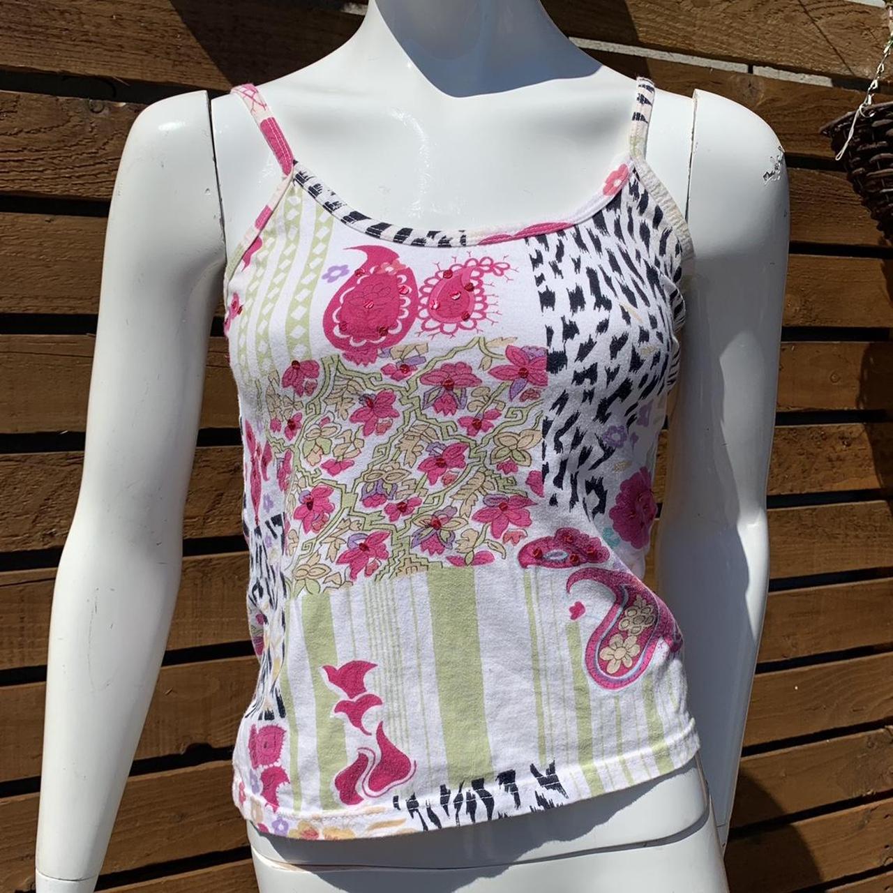 Y2K patchwork type cami top💖 Details: -Good... - Depop