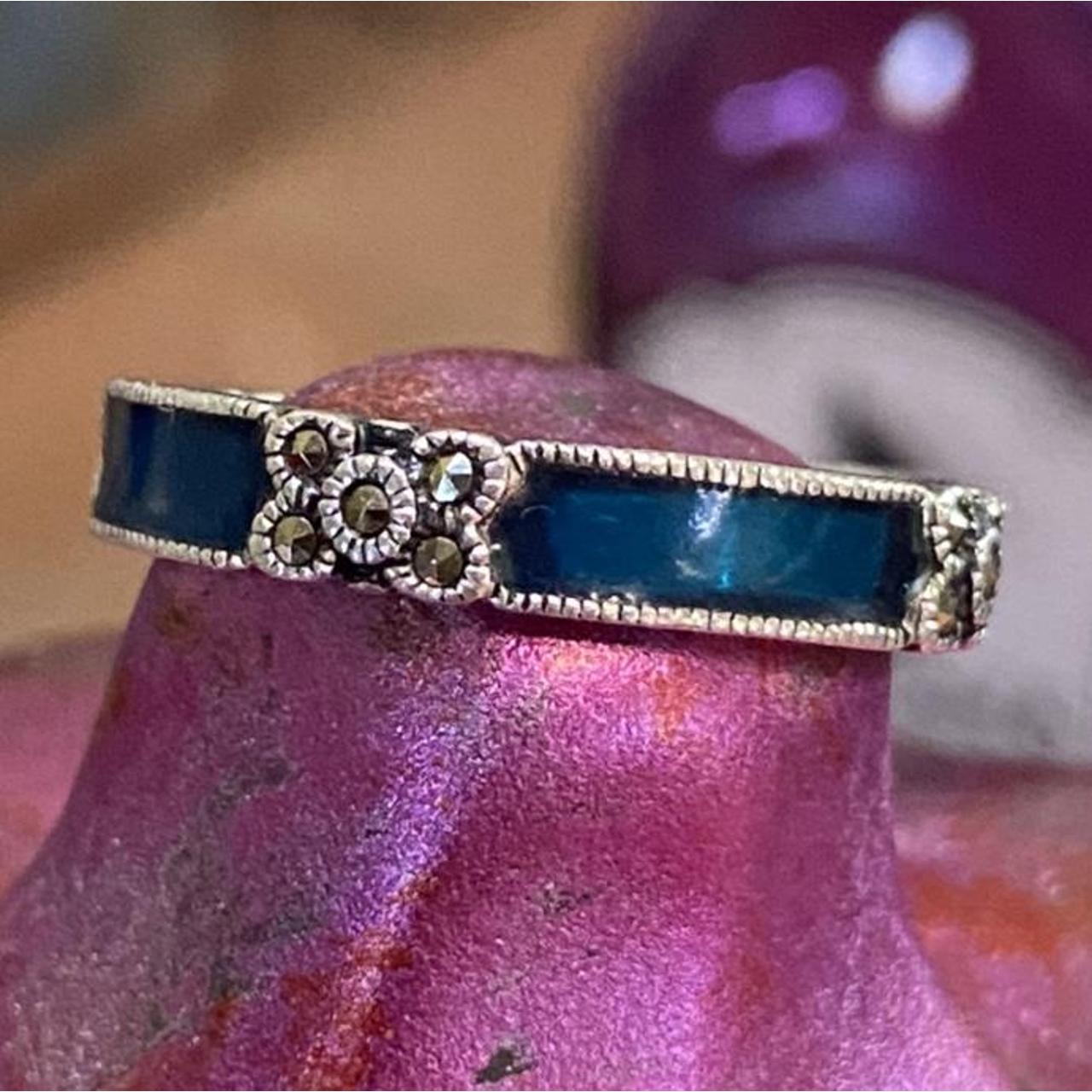 Judith Jack Sterling Silver Marcasite & Black Enamel... - Depop