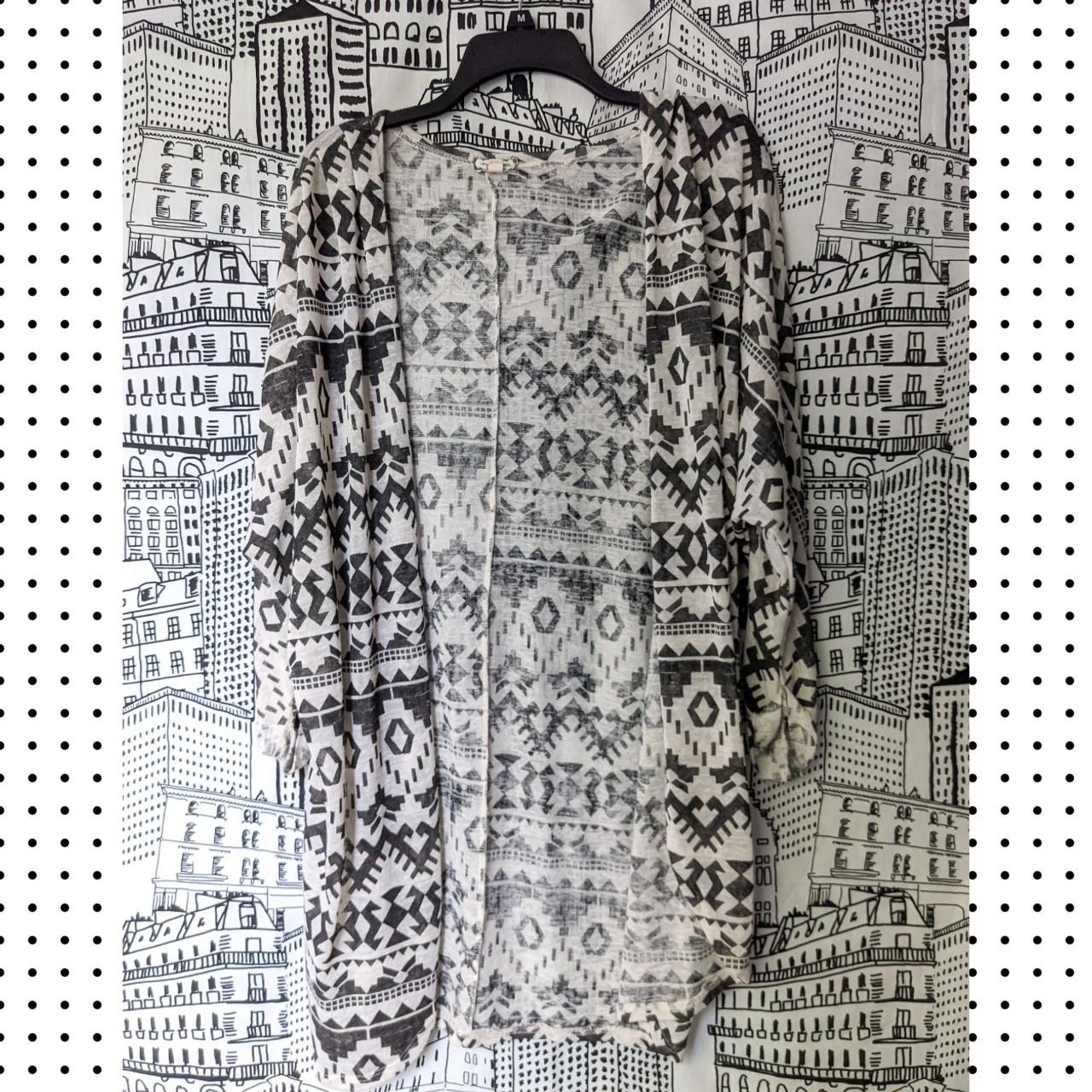 [ EYESHADOW ] long open cardigan, cream with black... | Depop