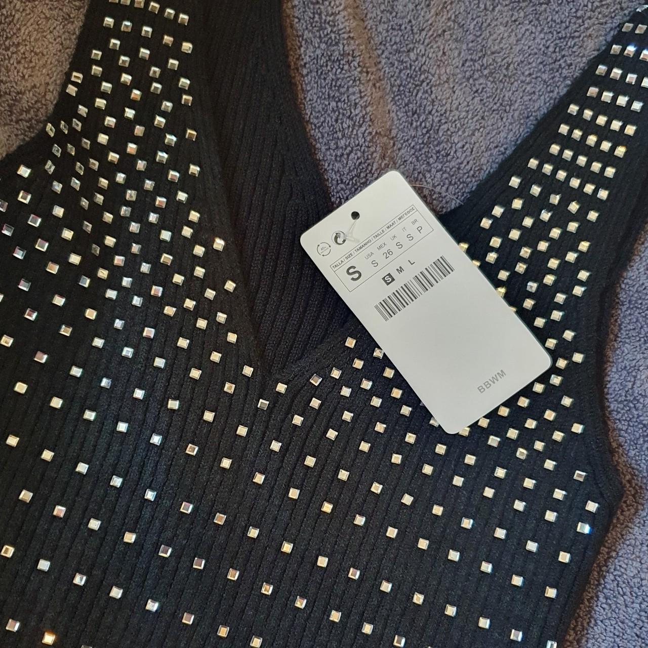 Exactly like zara. Knitted diamante embellished top.... - Depop