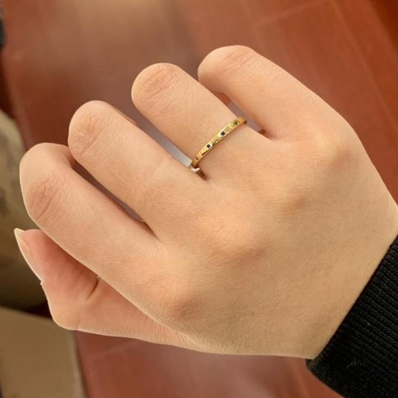 Gold Multicolor Diamond Pattern Ring 925 Sterling... - Depop