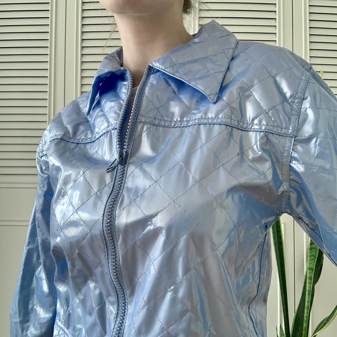 🖤Vintage baby blue Vinyl jacket 🖤 YOU’RE KIDDING.... - Depop