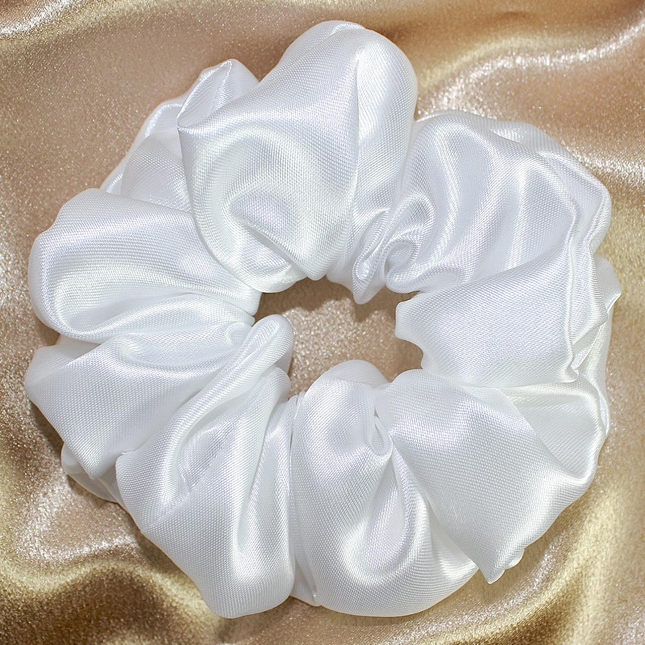 The “White” Scrunchie Large Luxury White Satin Hair... - Depop
