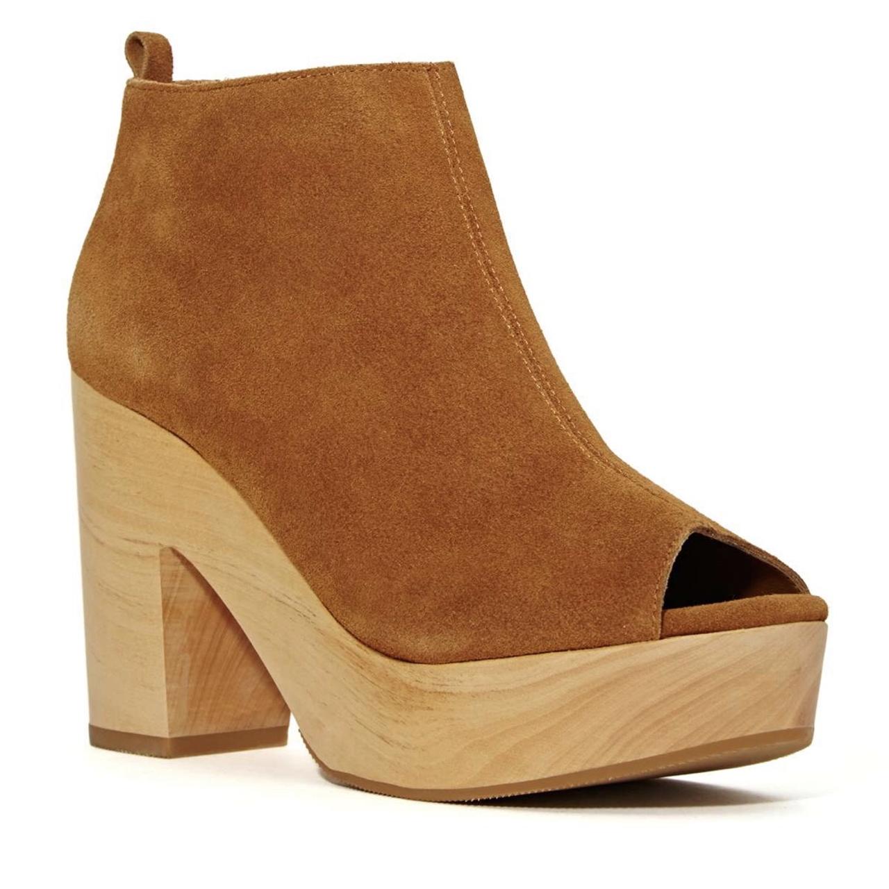 Shoe Cult x Nasty Gal peep toe suede platform clog... - Depop