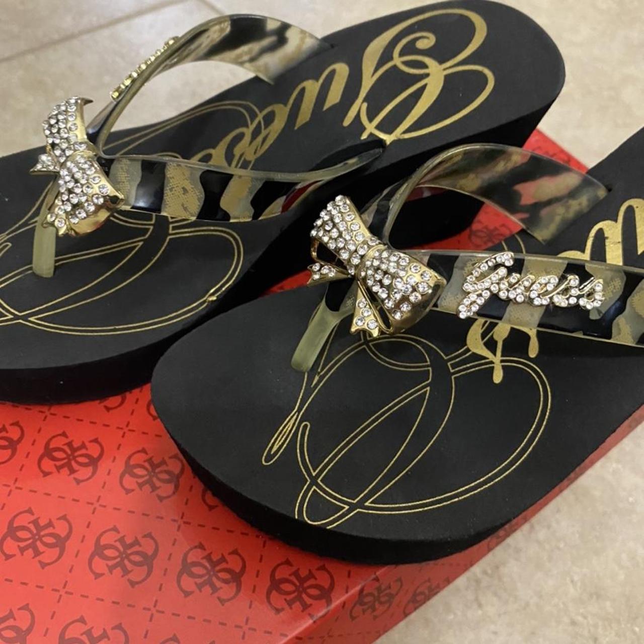 Brand New Embellished Guess Bow Platform... - Depop