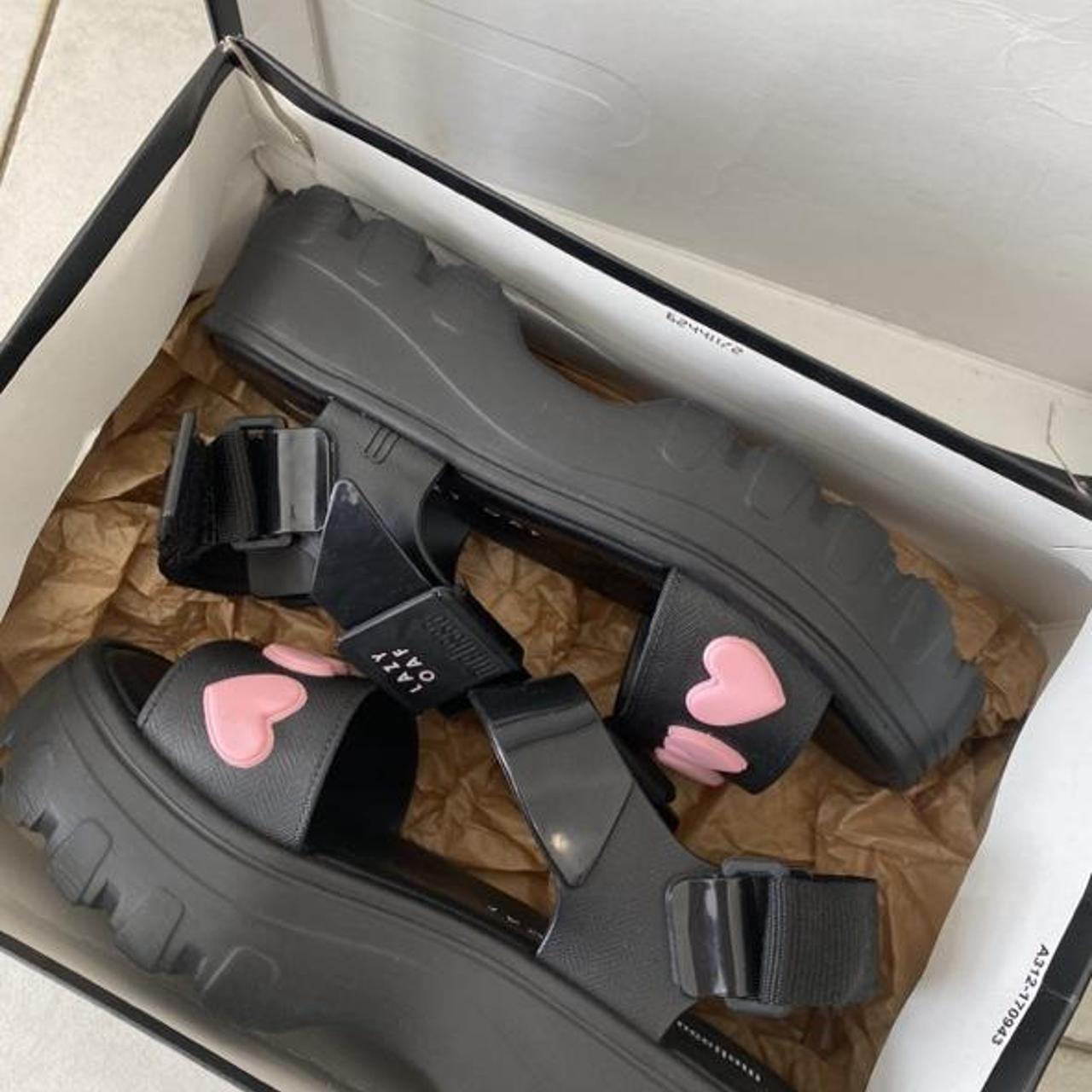 Melissa x LAZY OAF KICK OFF BLACK HEART Sandals... - Depop