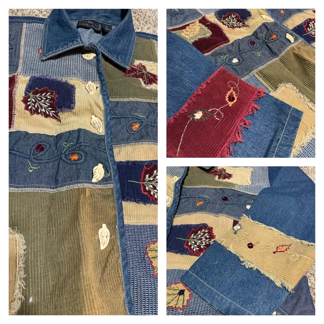 super cute patch work collard jean jacket!!! comes... - Depop