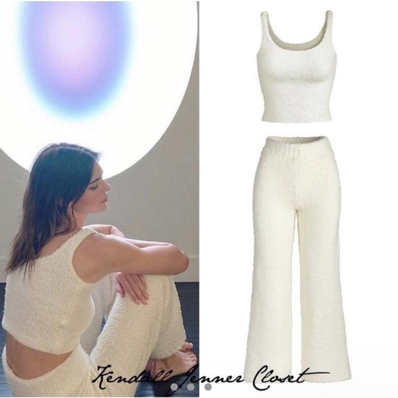 Skims cozy knit set in white. XS bottom and small... - Depop