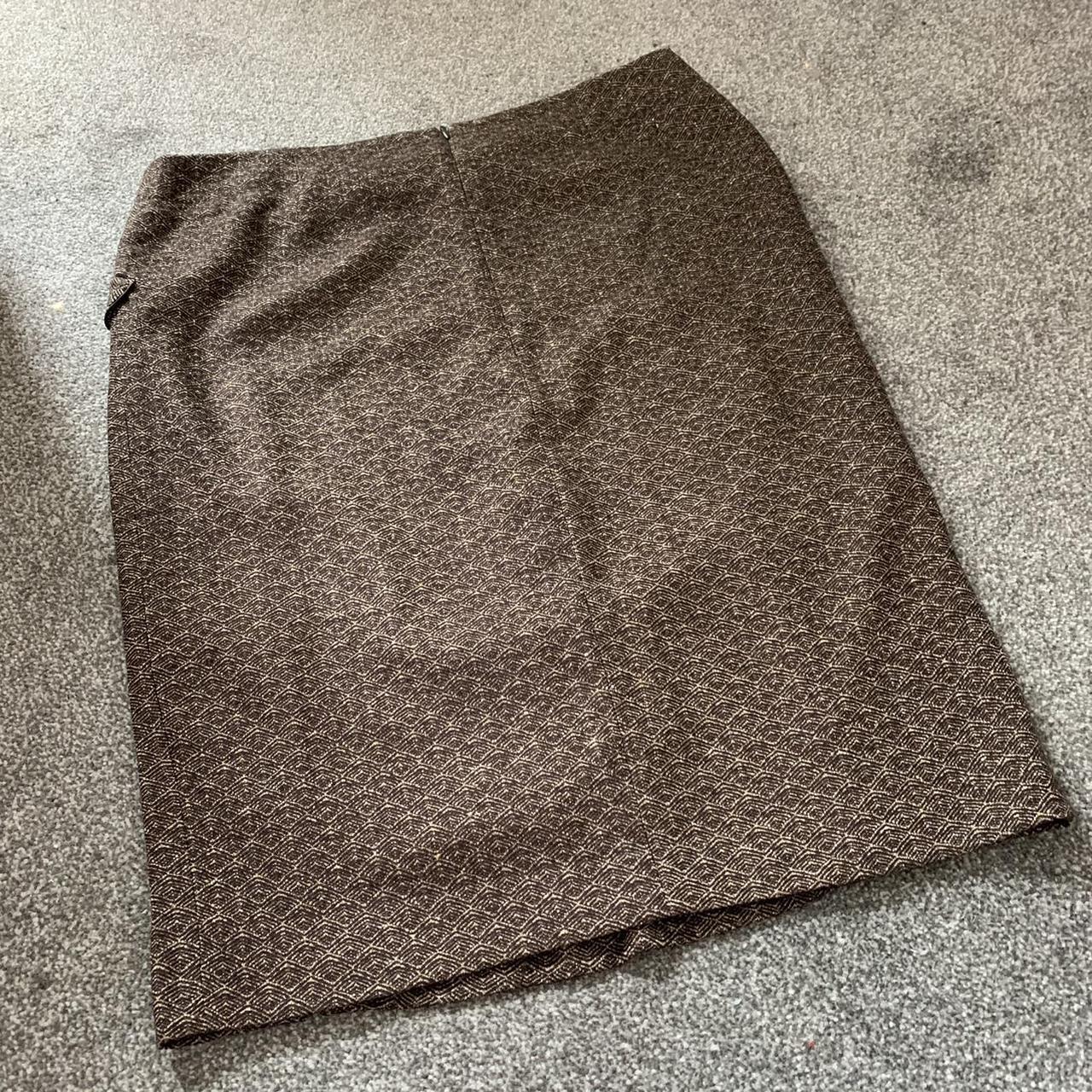 Nougat brown tweed pencil skirt. Splits to the... | Depop