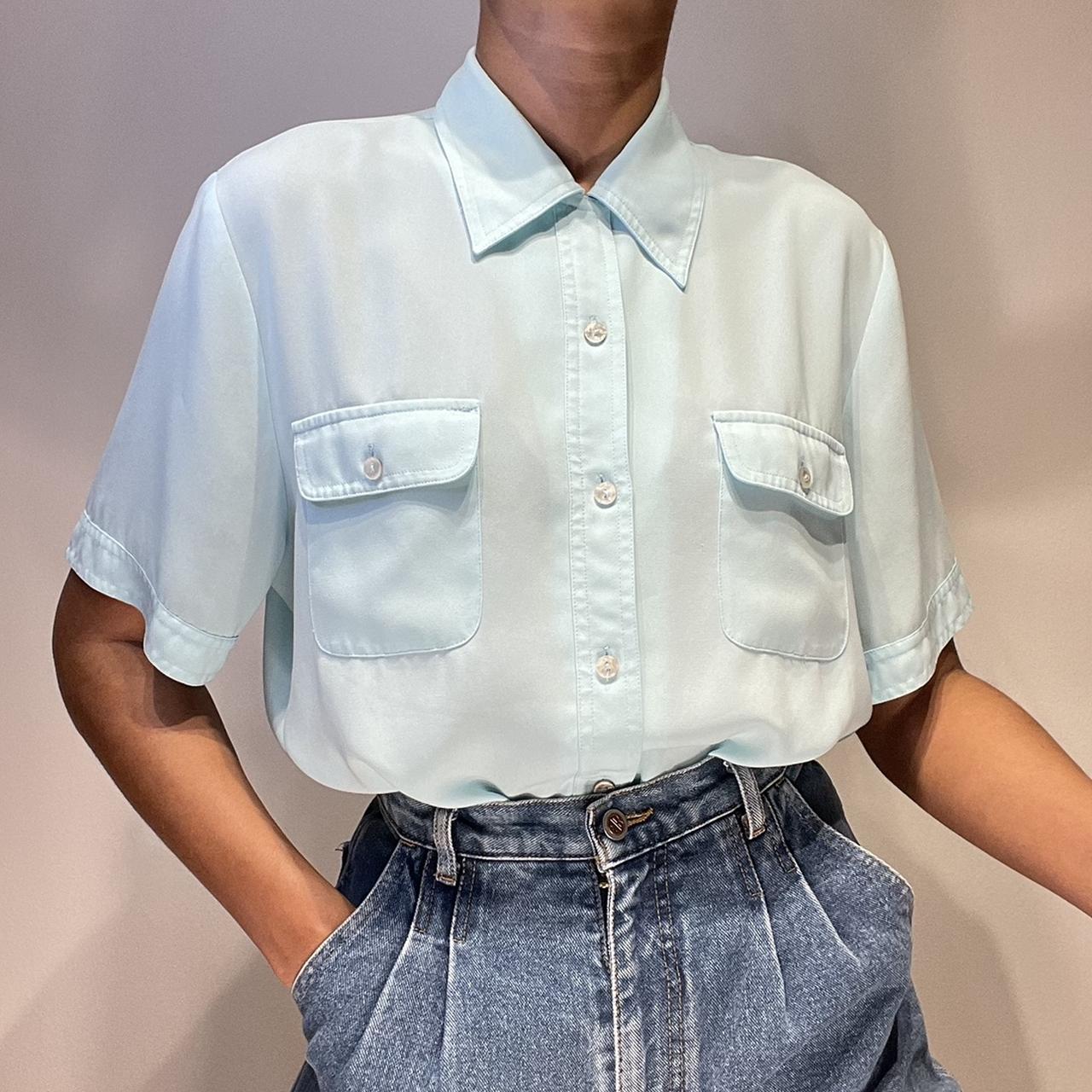 🍿 Vintage Oversized Pastel Green Shirt 🍿 FREE UK... - Depop