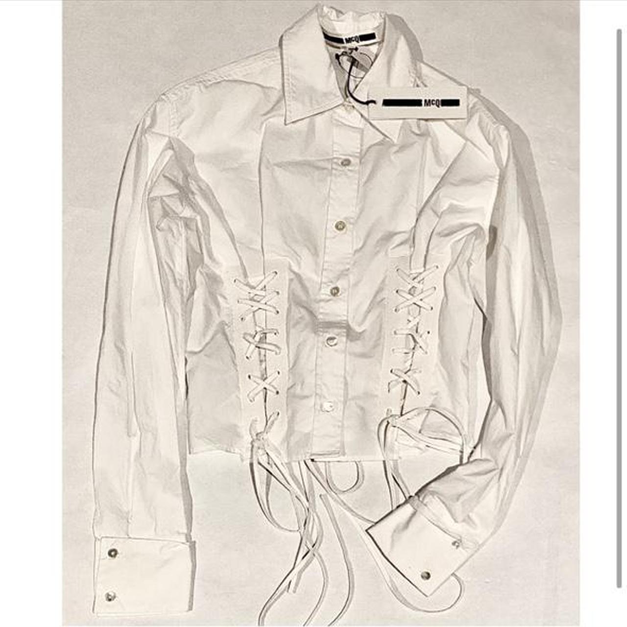 Alexander McQueen McQ Label white woven button up... - Depop