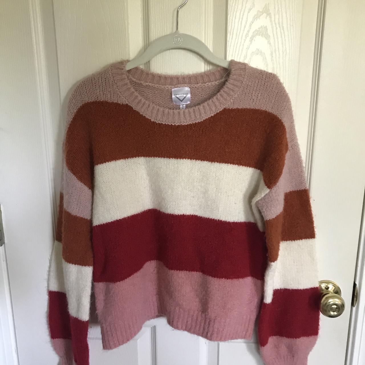 Multi-colored Striped Sweater Size:M Color: Brown,... - Depop
