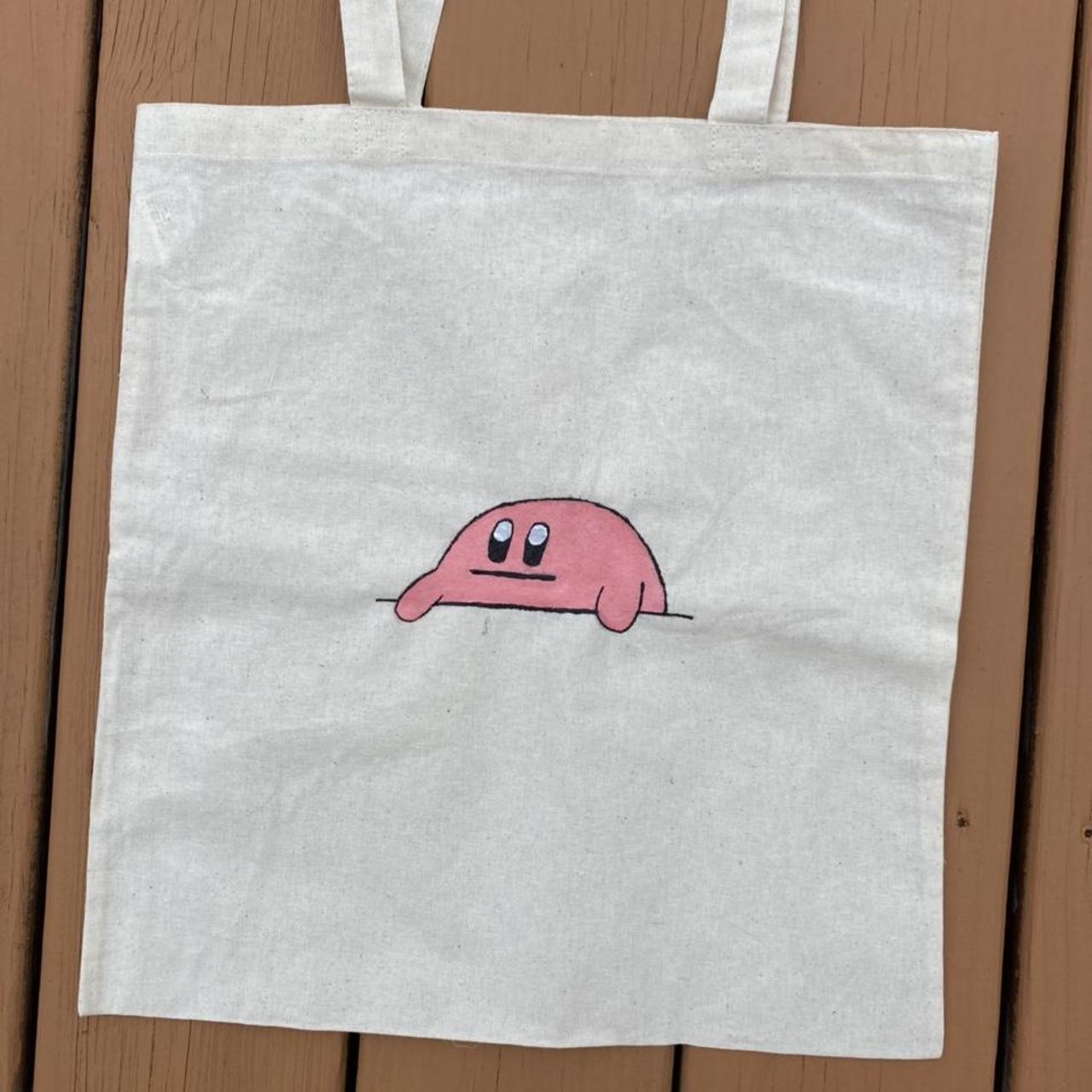 kirby sitting at da table tote bag 💖 canvas tote... - Depop