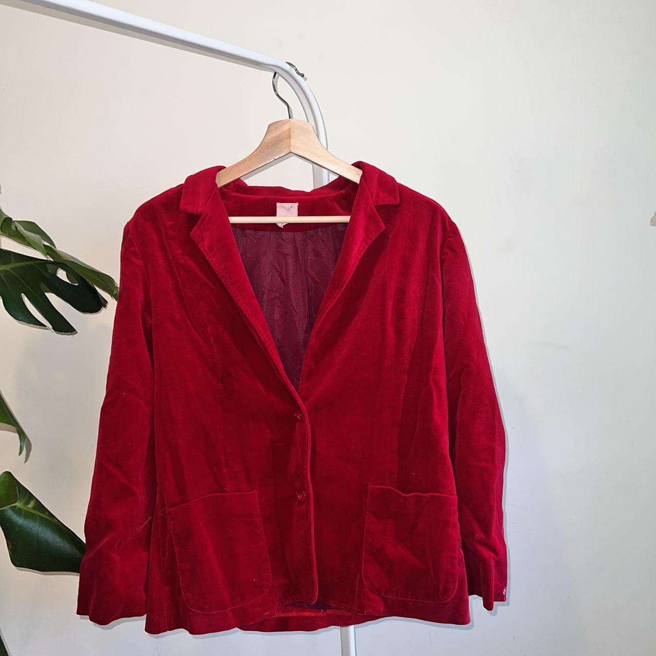 AWESOME RED VELVET JACKET ️‍🔥 cool statement piece... - Depop