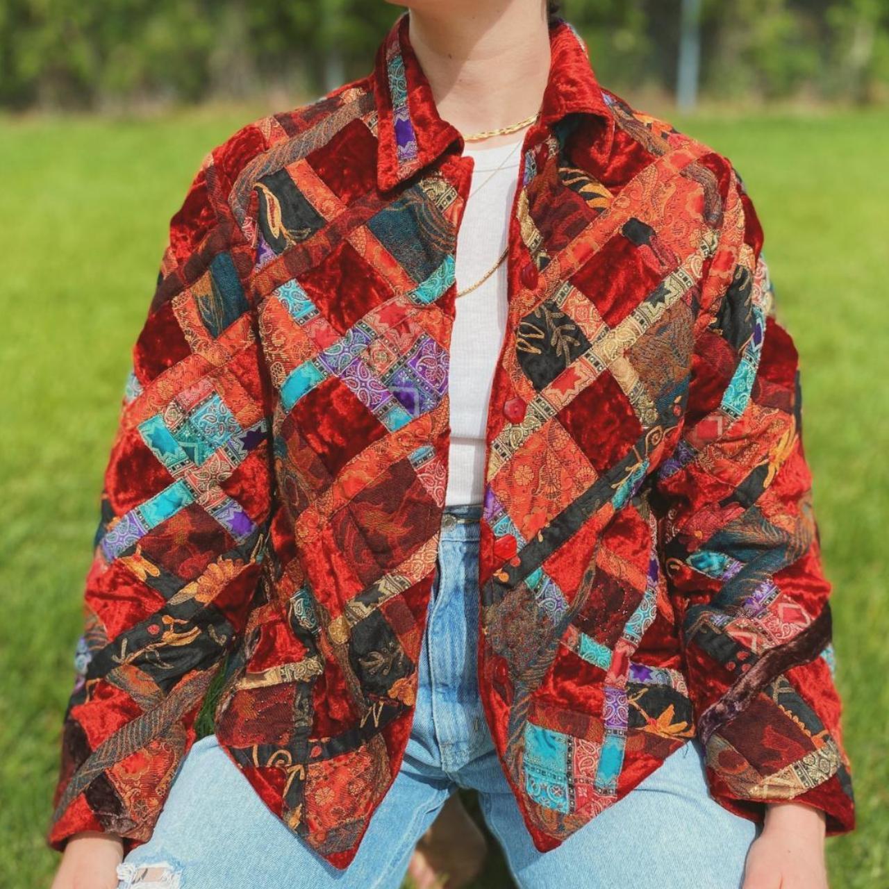 Coldwater Creek Velvet Patchwork Quilted... - Depop