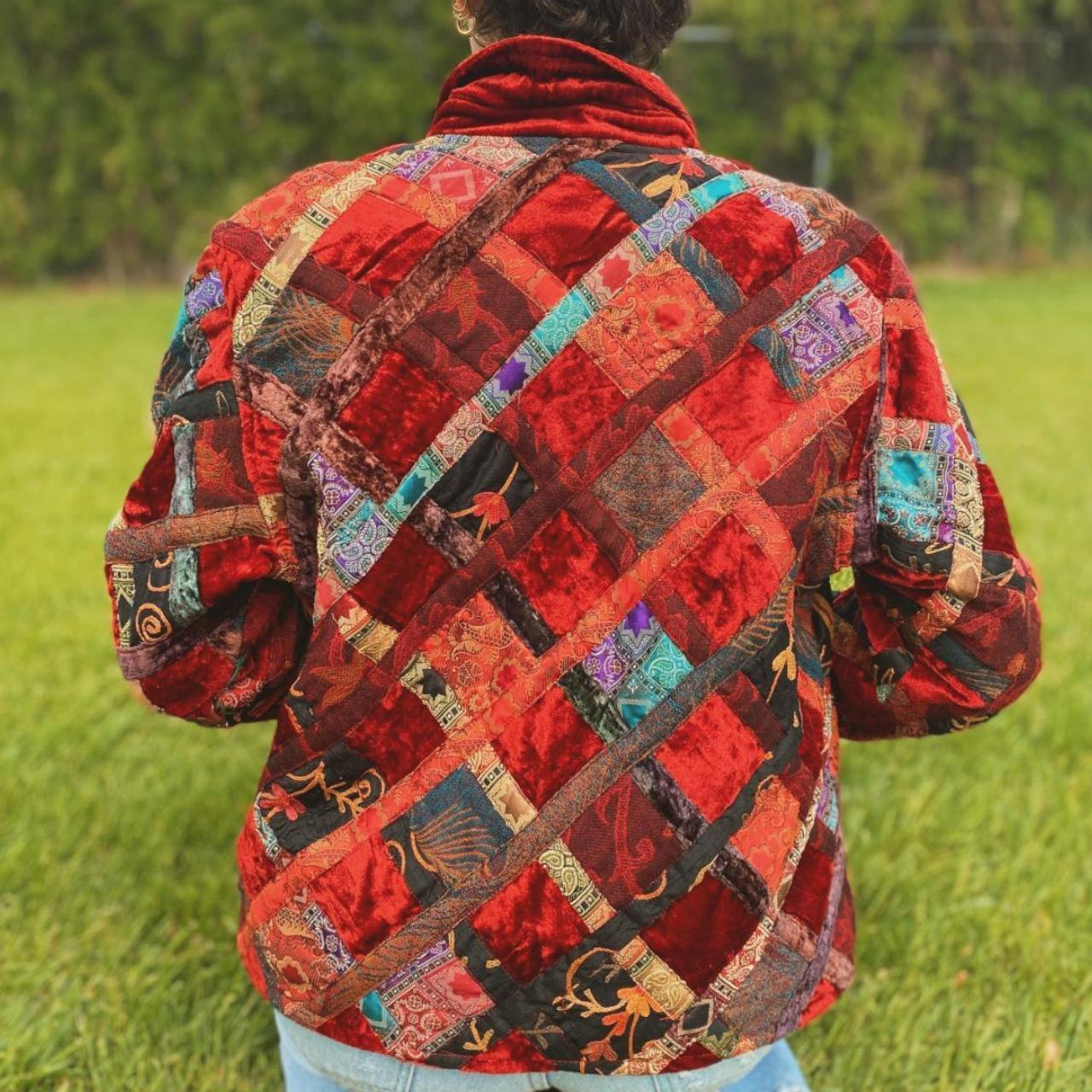 Coldwater Creek Velvet Patchwork Quilted... - Depop