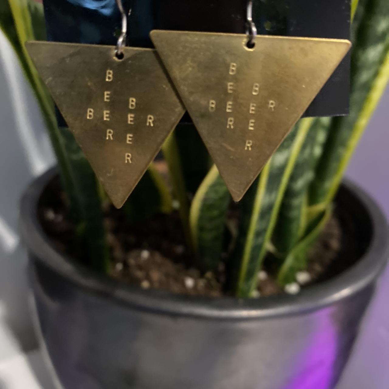 BEER triangle earrings. Stamped metal. I do love... - Depop