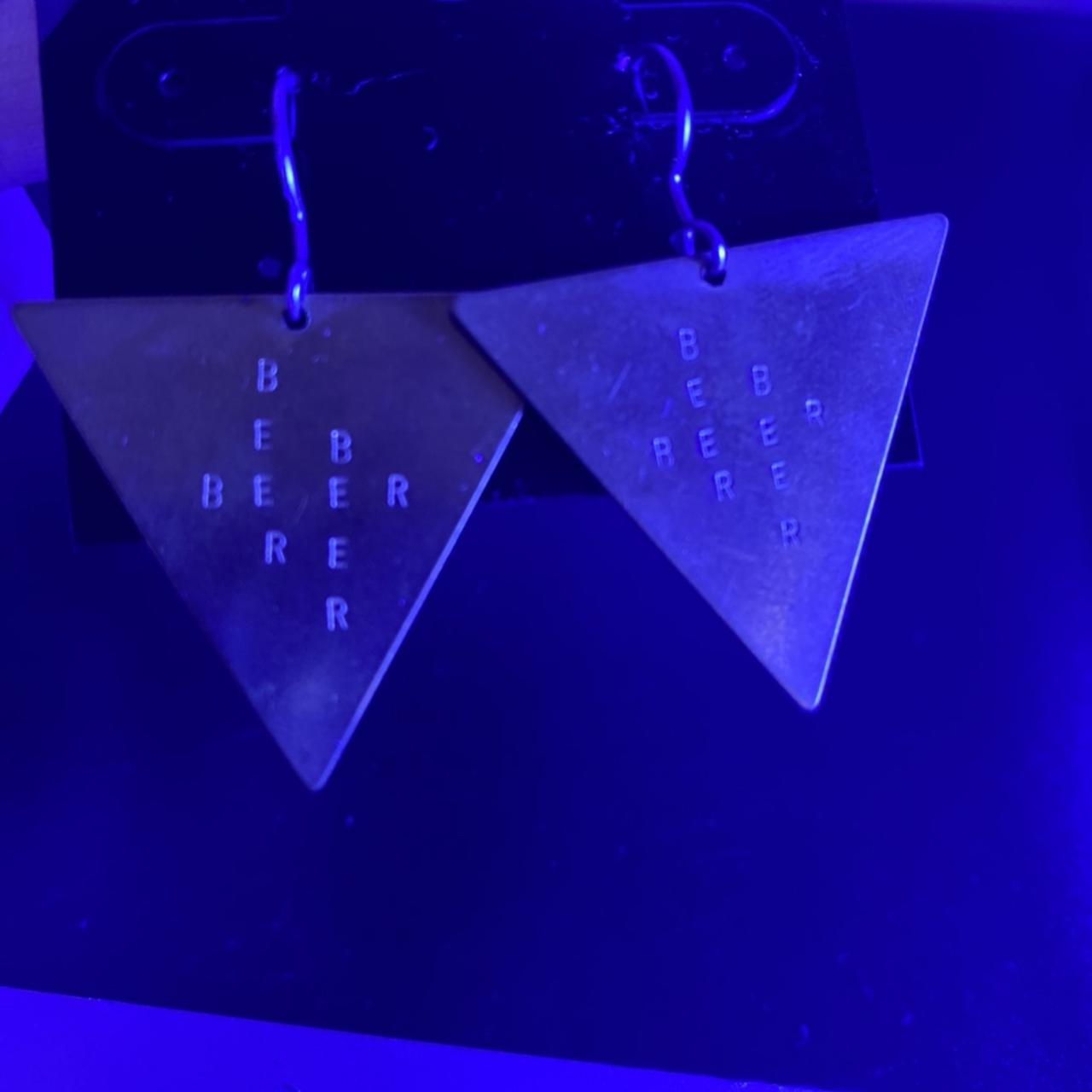 BEER triangle earrings. Stamped metal. I do love... - Depop