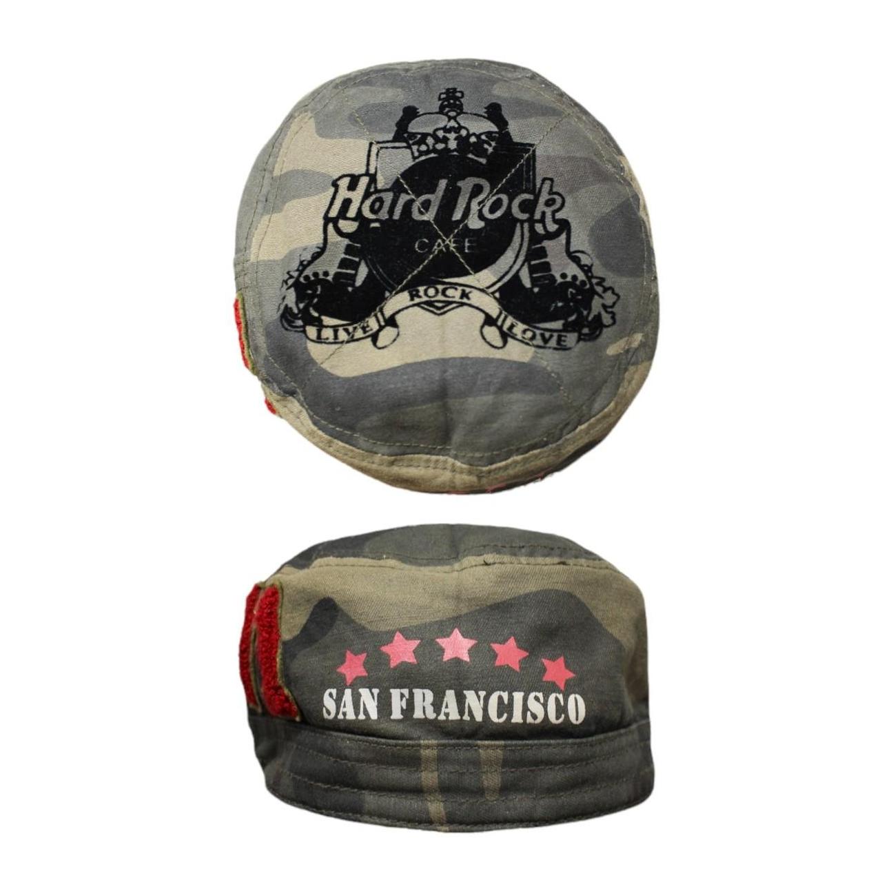 Hard Rock Cafe Women's Green and Khaki Hat | Depop