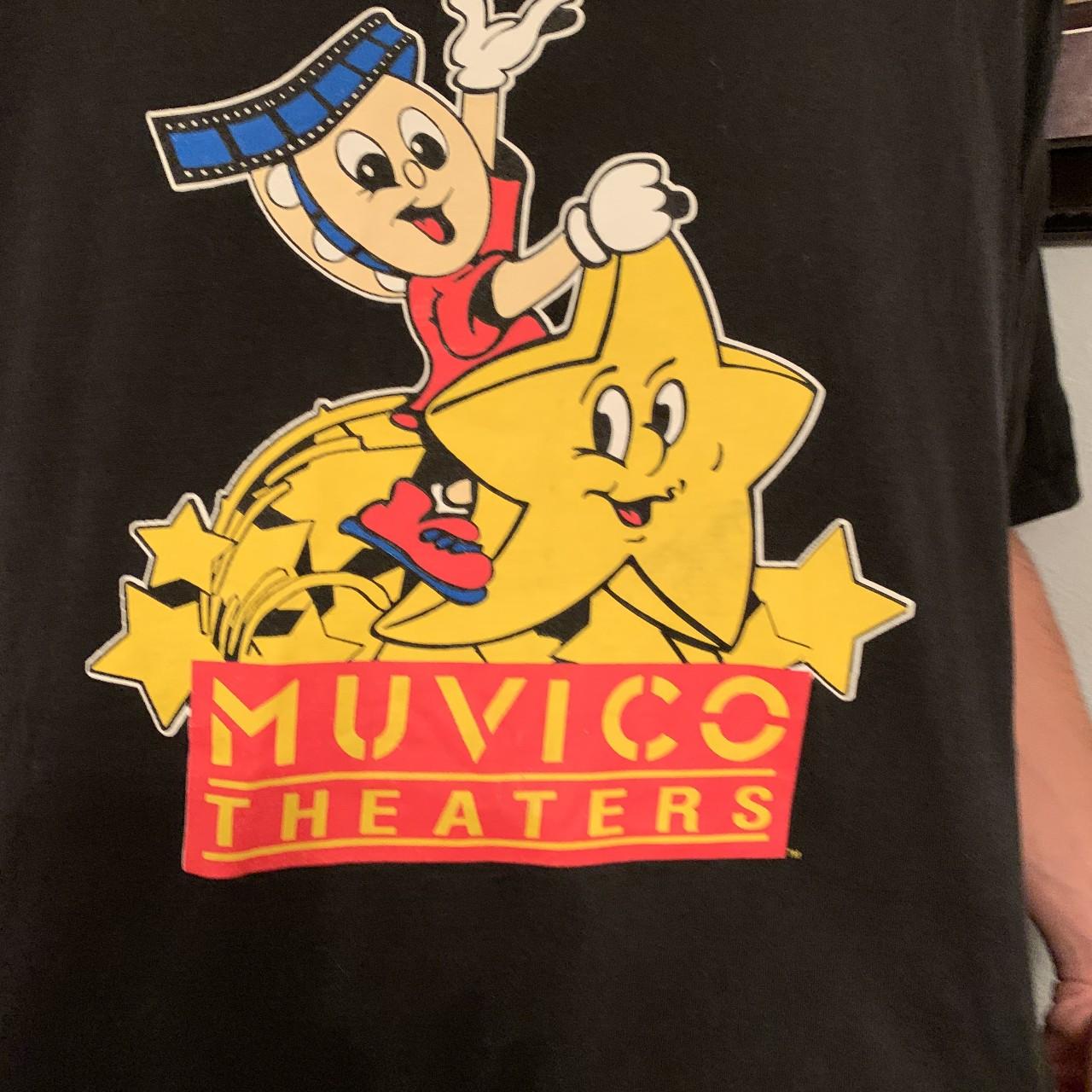 Black T-shirt with fun old school Muvico Theaters... - Depop