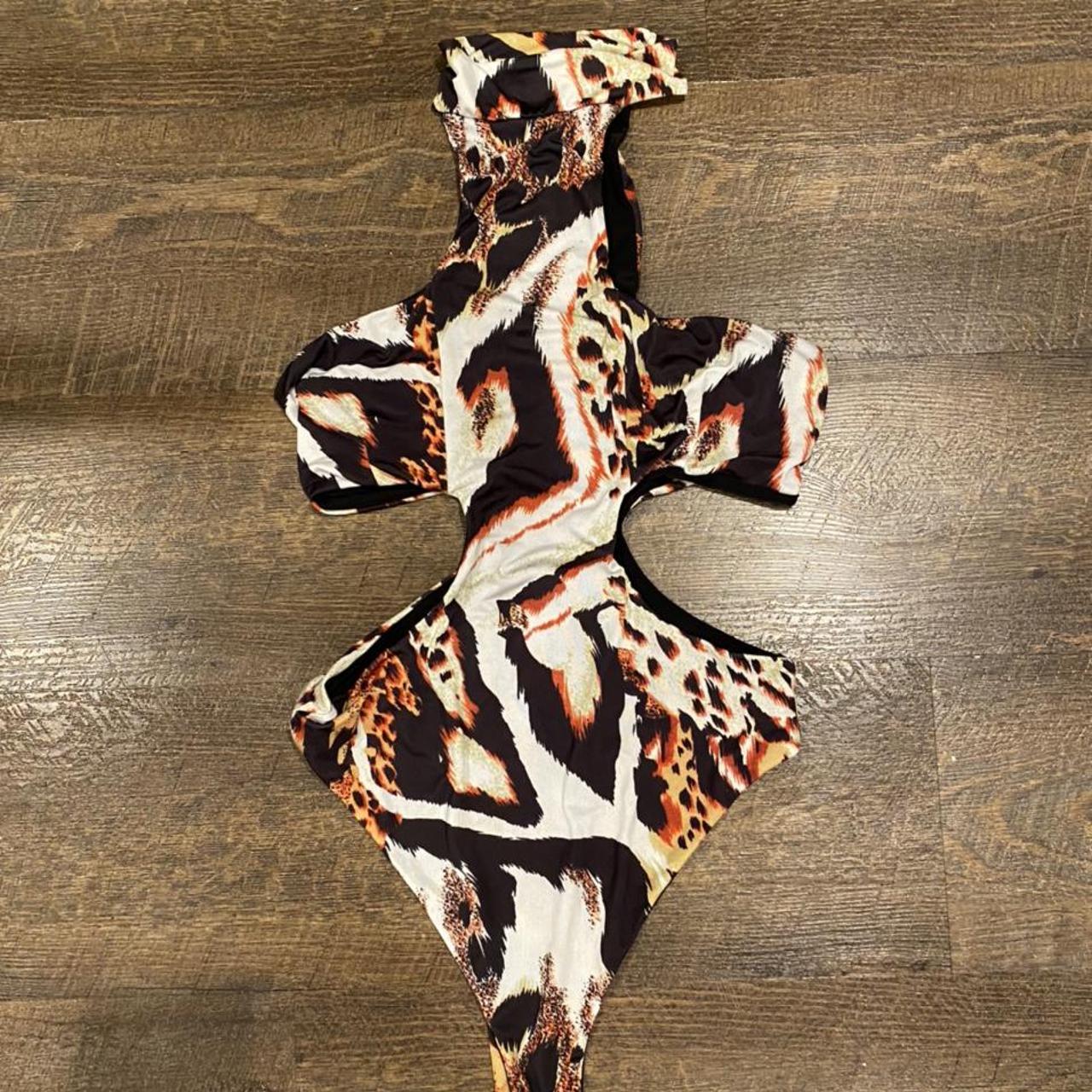 Animal Women's Tan and Orange Bodysuit | Depop