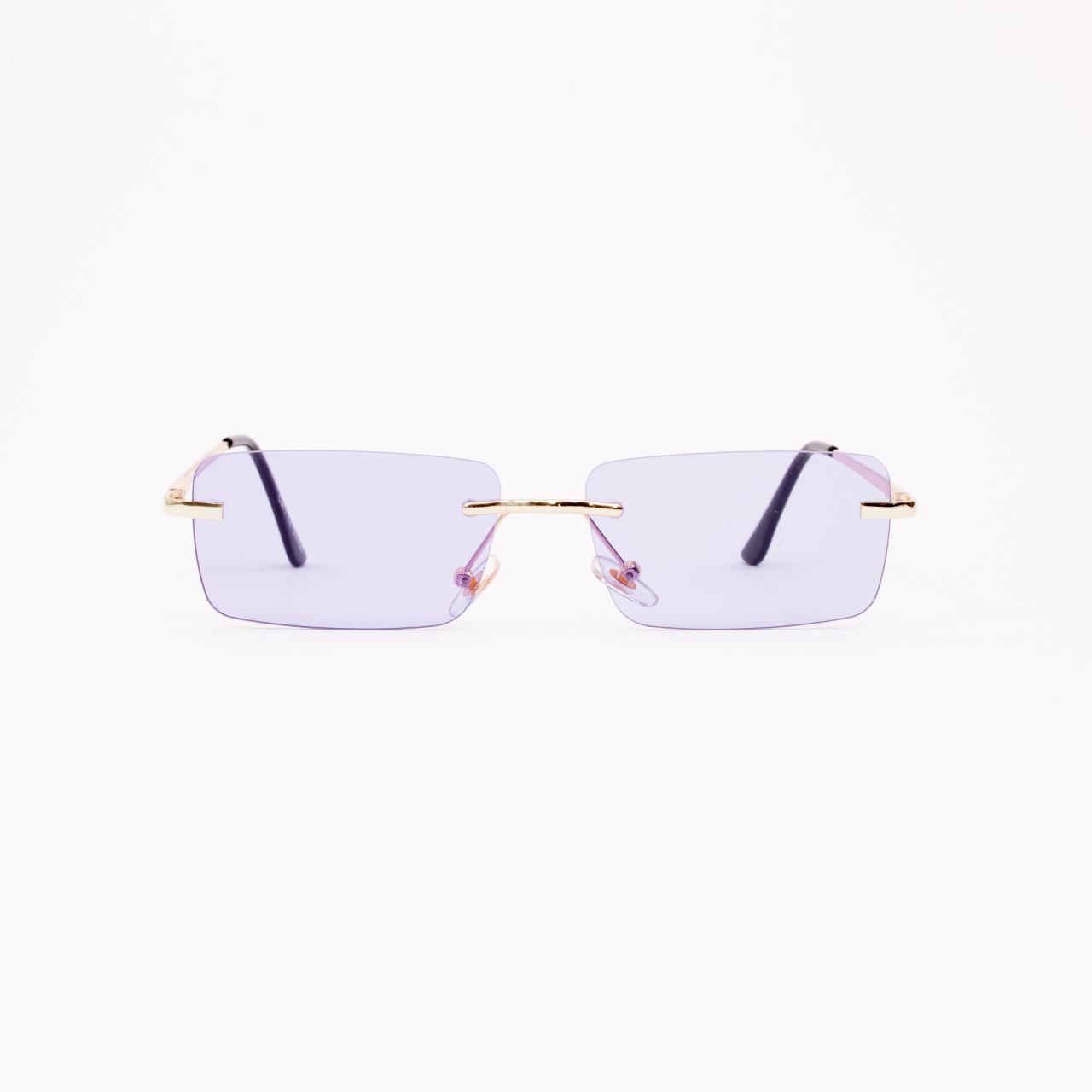 New Rimless Rectangle Sunglasses In Gold And... - Depop
