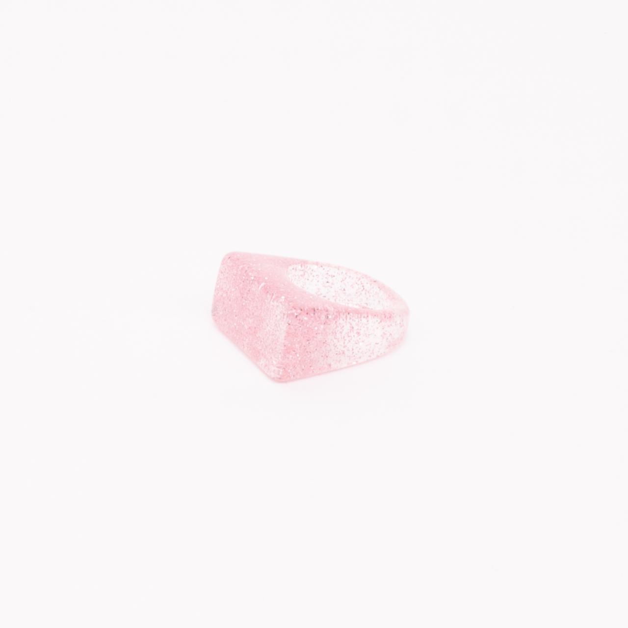 New Chunky Pink Glitter Rectangle Resin Gummy... - Depop
