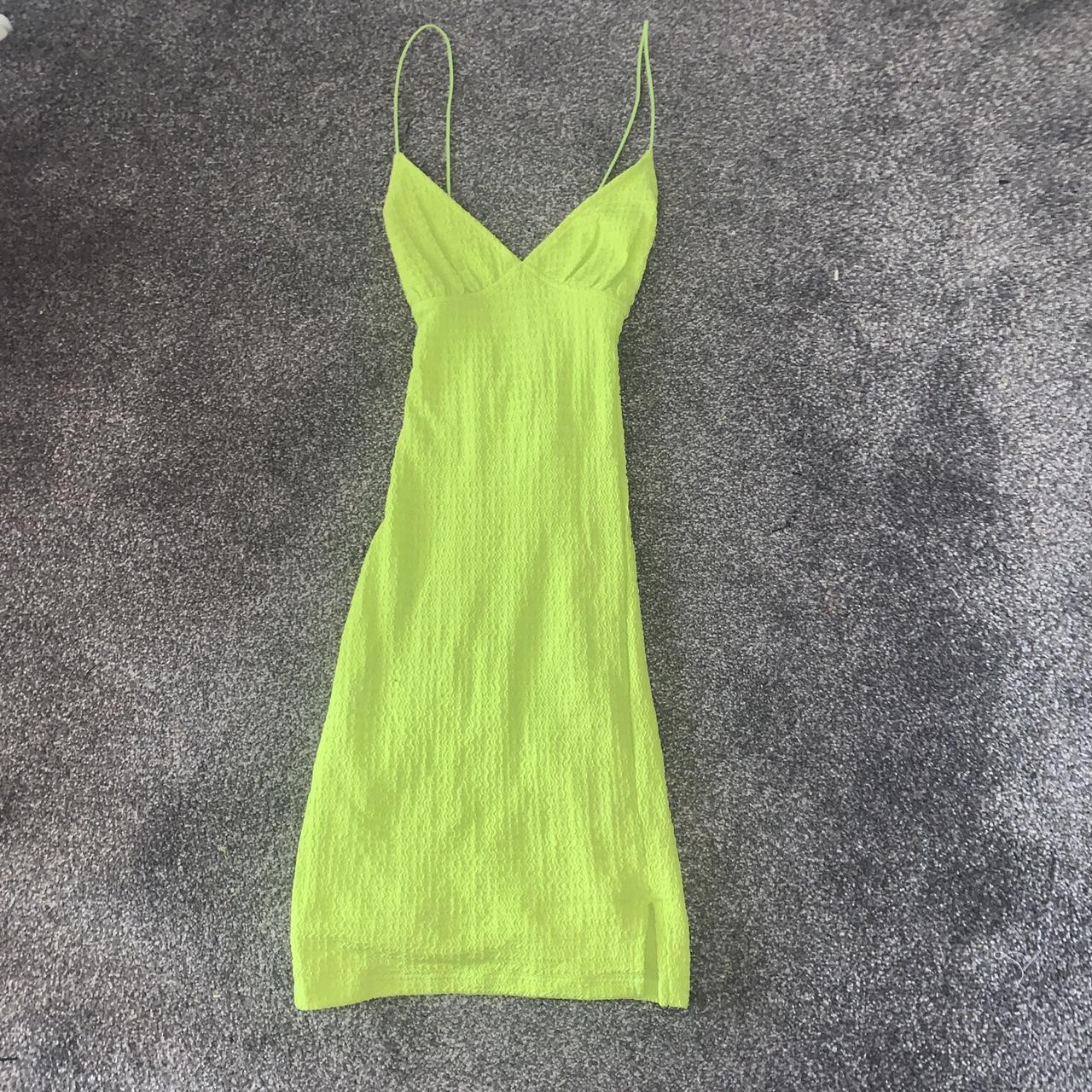 Lime green mini dress with cross back size xxs 💚... - Depop