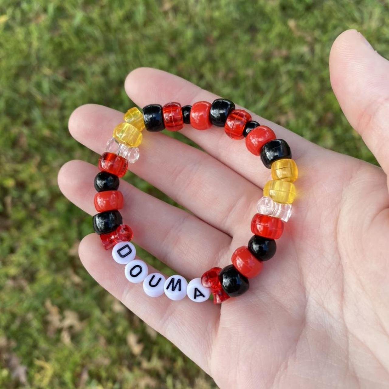 DOUMA DEMON SLAYER KANDI BRACELET 🩸 about 7"... - Depop