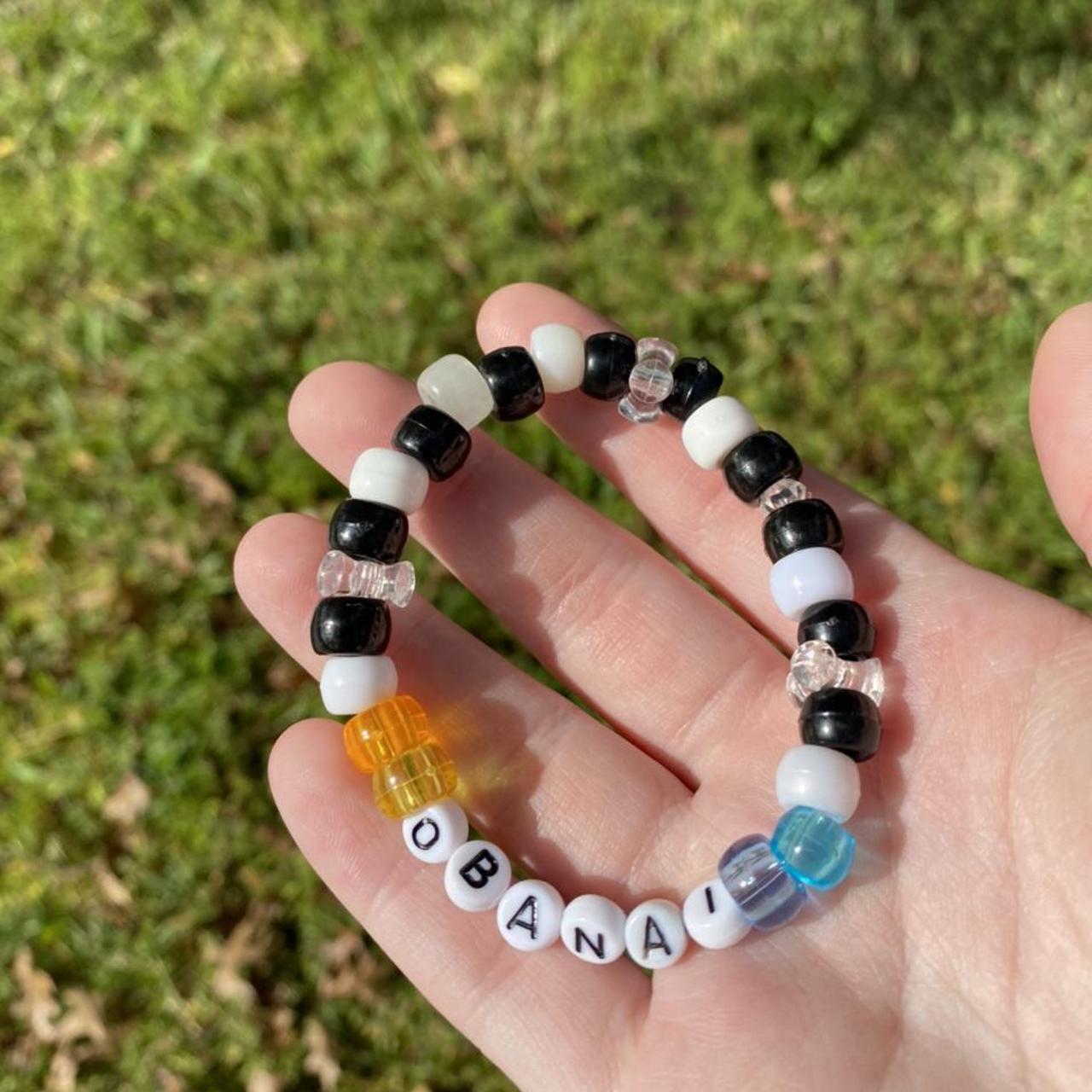 OBANAI DEMON SLAYER KANDI BRACELET 🖤 about 7"... | Depop
