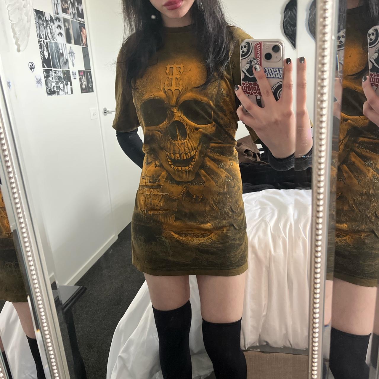 oversized vintage skull & castle tee size mens... - Depop