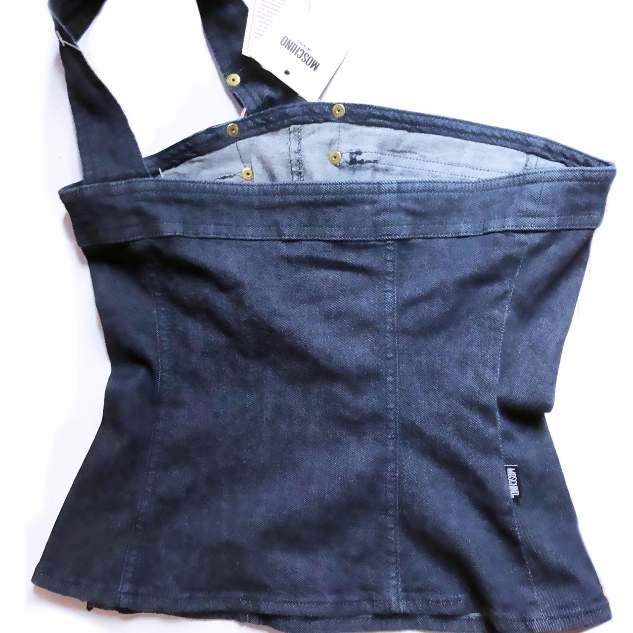 Moschino denim one shoulder boned top. With tags in... - Depop