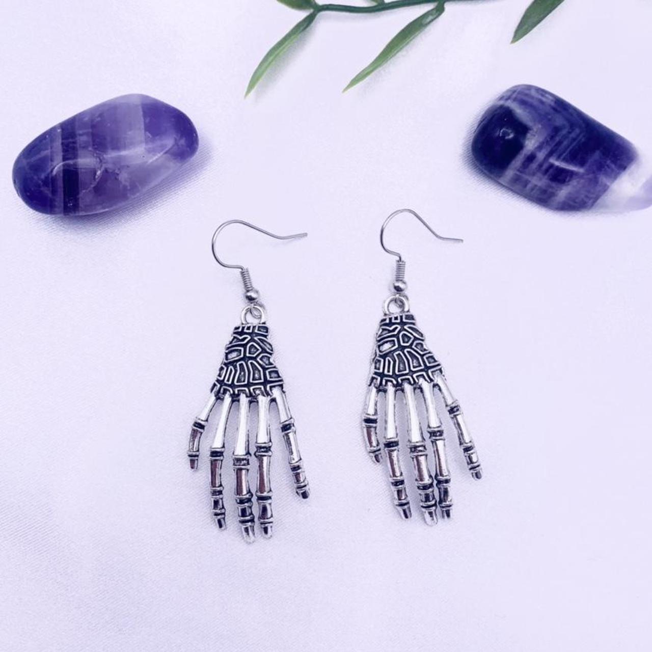 Handmade large skeleton bone hand silver gothic... - Depop