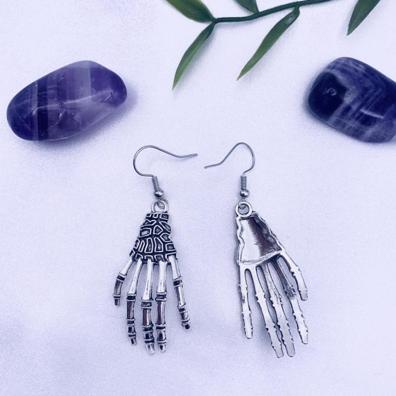 Handmade large skeleton bone hand silver gothic... - Depop