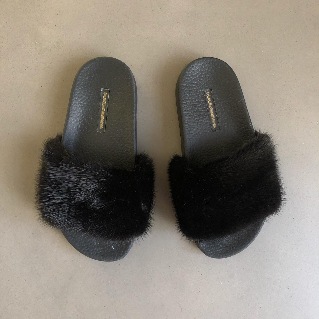 dolce & gabbana mink slides real fur IT 35 - best... - Depop