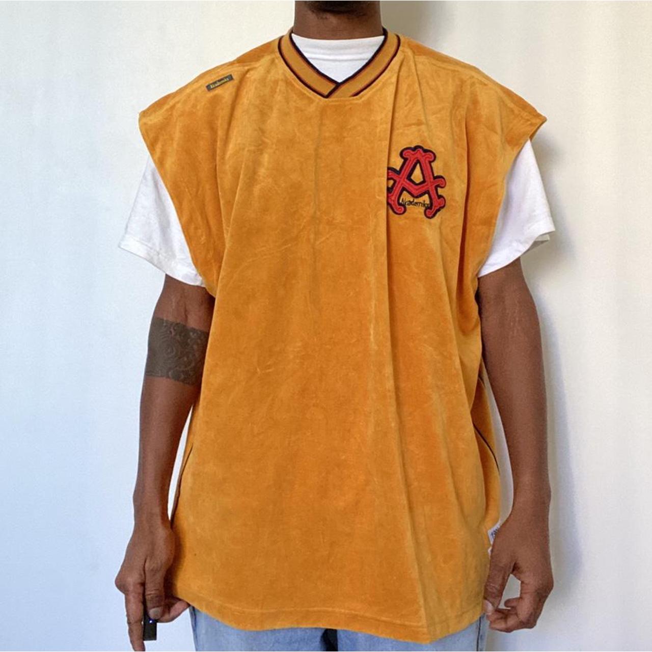 VINTAGE STADIUM DIVISION GOLD VELOUR AKADEMIKS VEST... - Depop