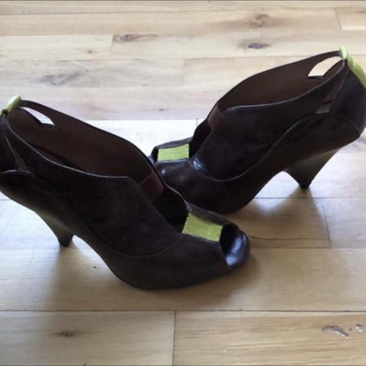 Kurt Geiger KG Electra Tan brown lime, leather court... - Depop