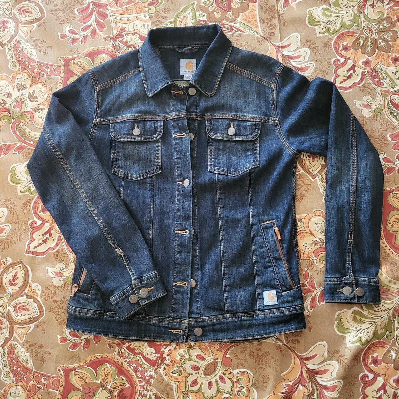 Fabulous Carhartt denim jacket, sized and lightly... - Depop