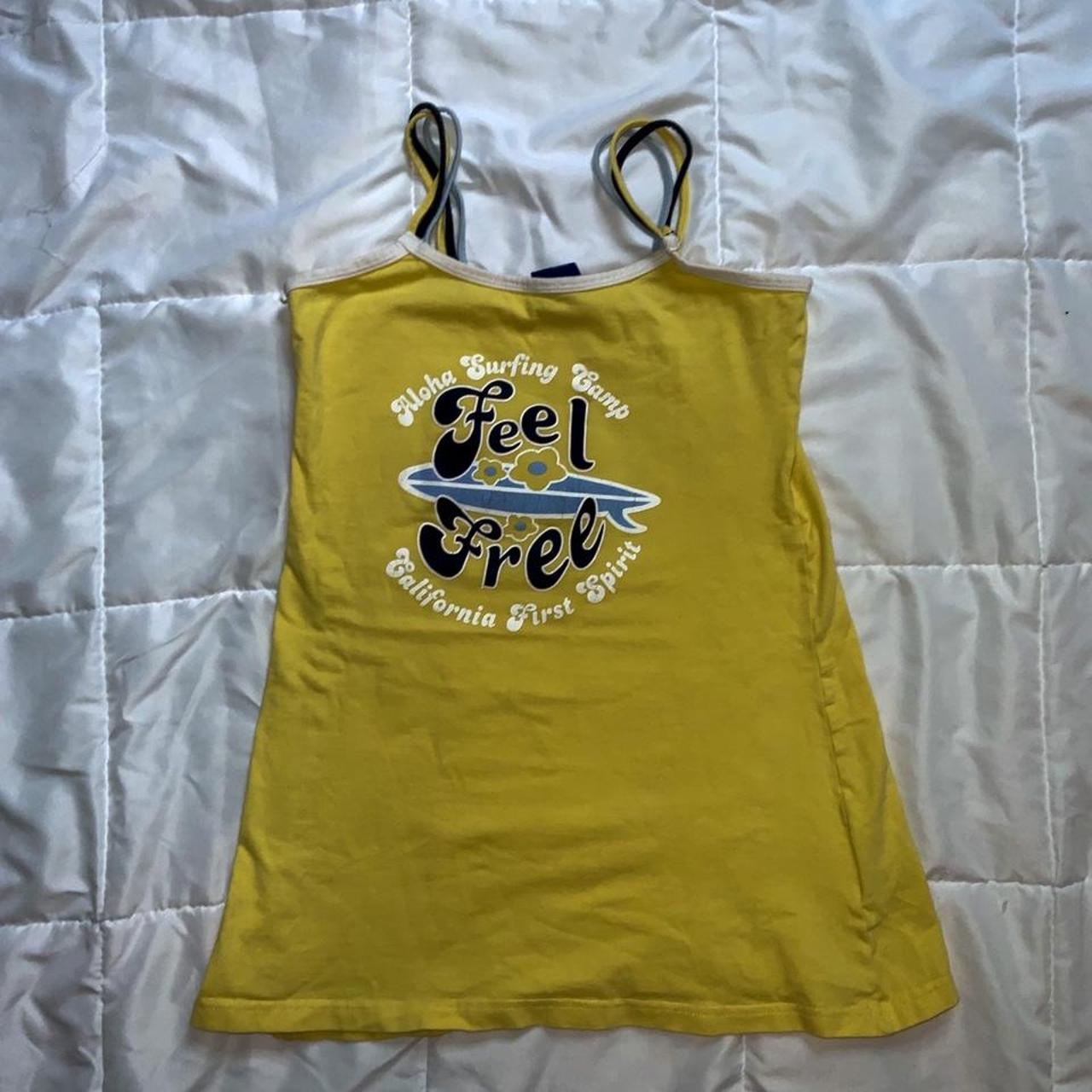 Extra small yellow surfer tank top. - Depop