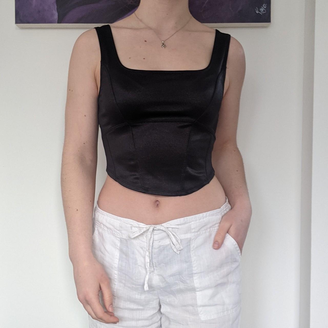 Very flattering corset style leather mimic top from... - Depop