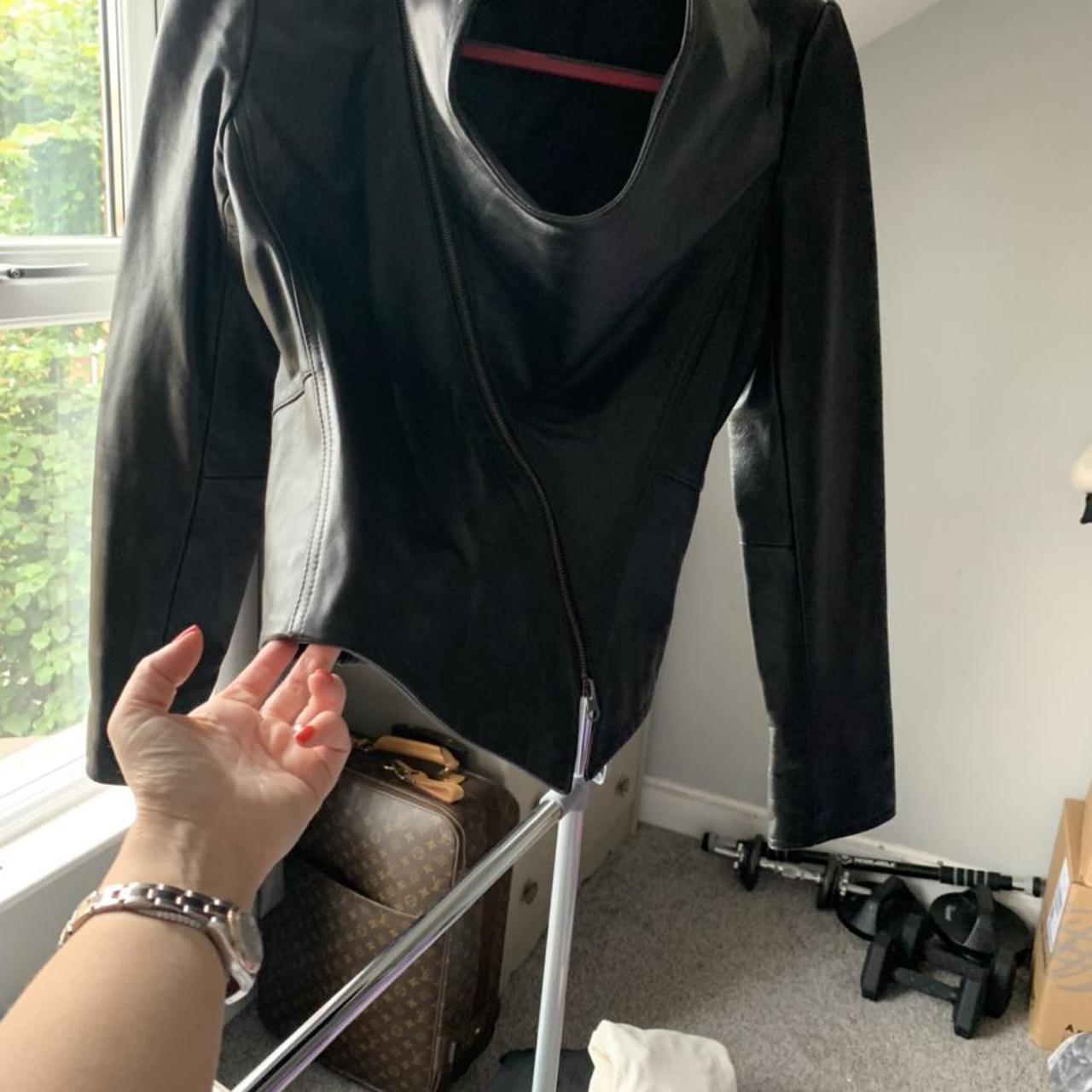 Leather jacket with crossover zip. Sits really nice.... - Depop