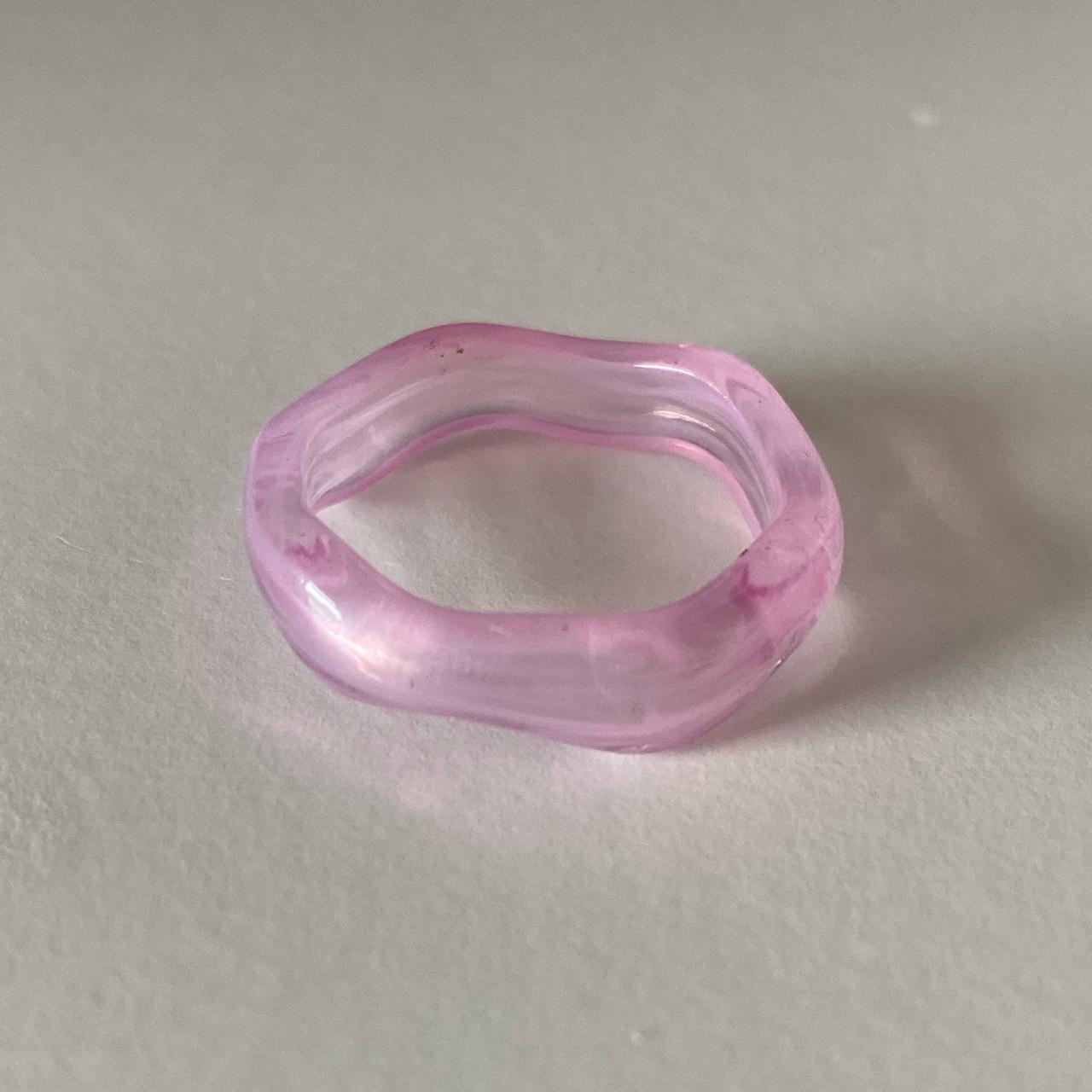 Acrylic chunky resin y2k ring pink transparent... - Depop