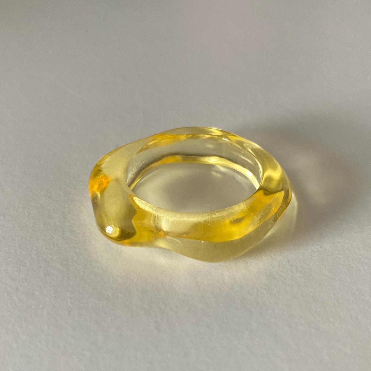 Acrylic chunky resin y2k ring yellow transparent... - Depop