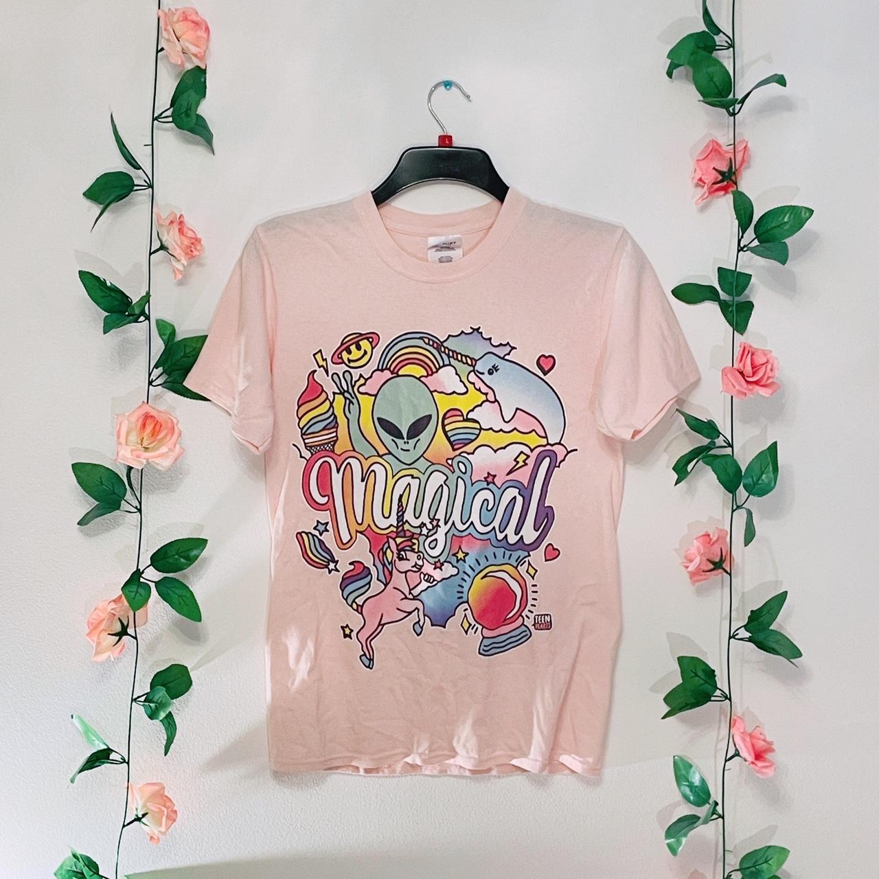 Y2K Alt Alternative pink kawaii graphic T-shirt... - Depop
