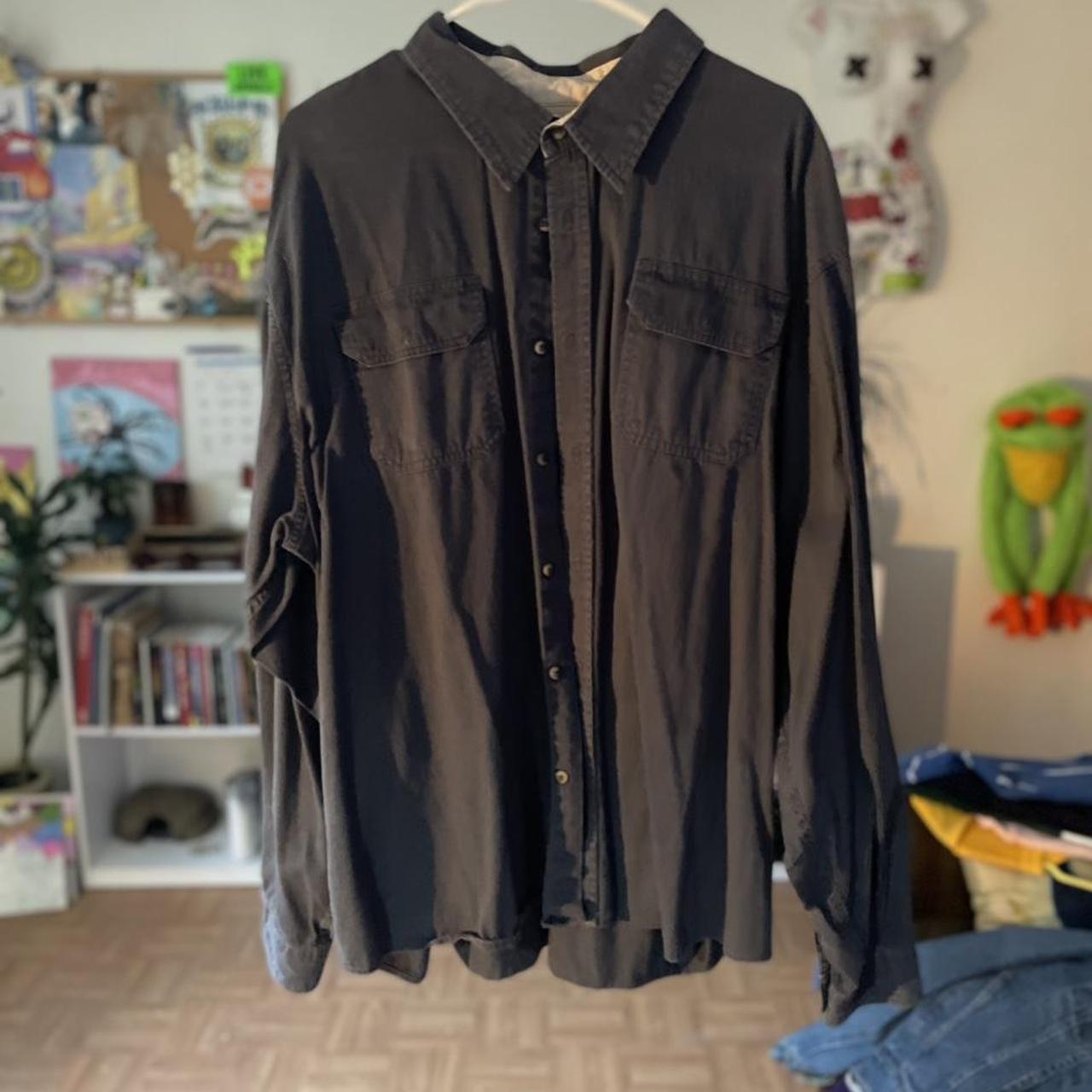 dark blue button up shirt #wrangler #xl #darkblue... - Depop