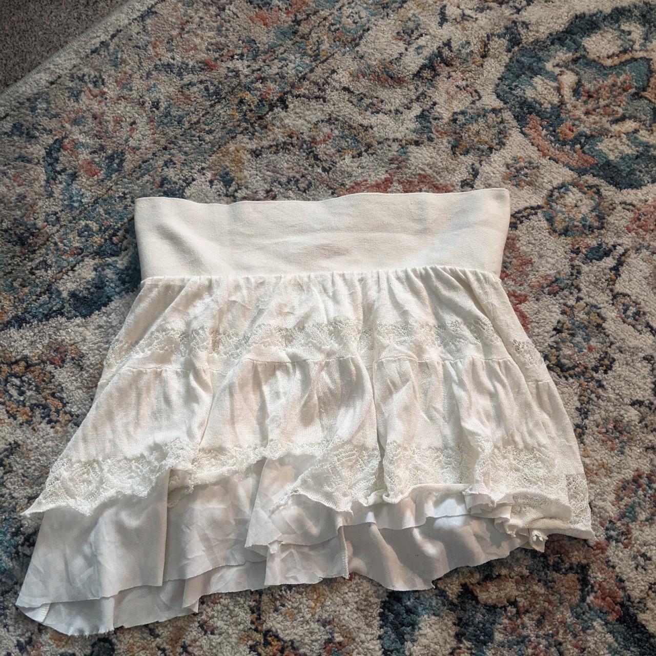 subversive basic copped white mini skirt giving... - Depop