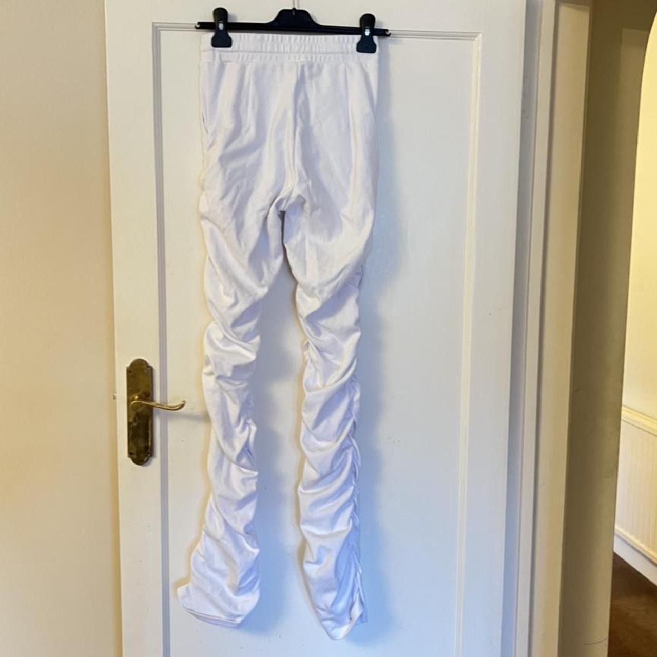 Gsuwoo Stacked Sweats in white Scrunched joggers,... - Depop